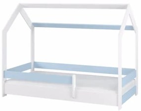 Dětská postel Domeček 160x80 cm Bílá + Modrá - Bez šuplíku