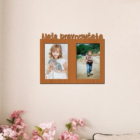 dřevo života Dřevěný fotorámeček Naše pravnoučata Zvolte barvu dekoru: Třešeň, Zvolte velikost fotografie (cm): 13x18, Počet fotorámečků: 2