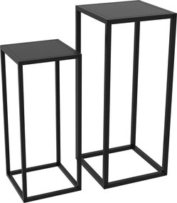 Outsunny sada 2 stojanů na rostliny, stolička na rostliny s ocelovými nohami, skandinávský design, stojan na květiny na zahradu, balkon, černý