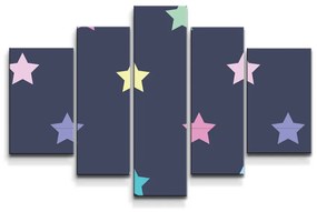 Sablio Obraz - 5-dílný Hvězdy na modré - 125x90 cm