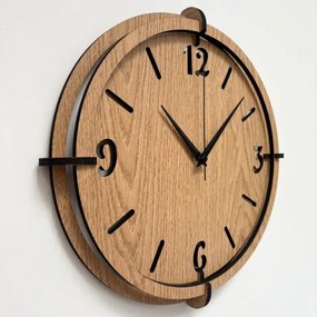 3D Nástěnné hodiny Zlatý dub, tiché, moderní | SENTOP HDF0601-OAK