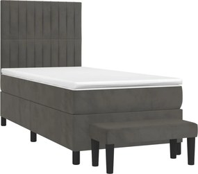 Box spring postel s matrací tmavě šedá 100x200 cm samet 3137948