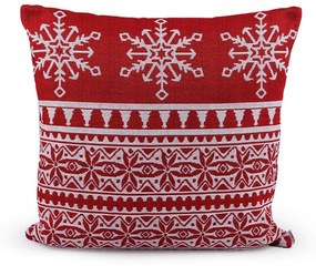 Vánoční dekorační polštář 45x45 cm gobelín - 2 červená