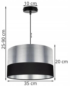 Závěsné svítidlo CHROMIC, 1x chromové textilní stínítko (výběr ze 2 barev), (výběr ze 2 barev konstrukce), (fi 35cm)
