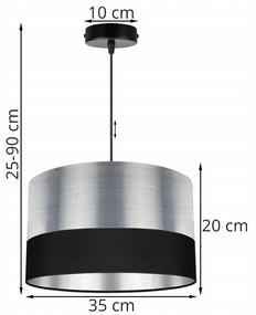 Závěsné svítidlo Chromic, 1x chromové textilní stínítko (výběr ze 2 barev), (výběr ze 2 barev konstrukce), (fi 35cm)