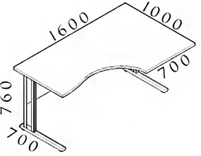 Ergonomický stůl Visio 160 x 100 cm, pravý, bílá