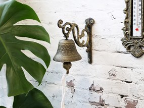 Bronzový antik litinový zvonek s ornamenty Brasso - 7*14*13 cm