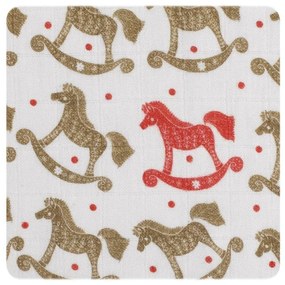 Kikko Biobavlněná plena Organic 120 x120 cm Rocking Horses Gold