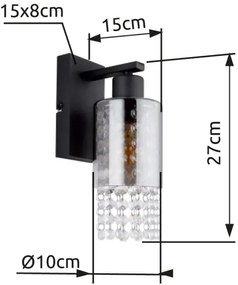 Globo 15799W - Nástěnná lampa BACKEY 1xE27/40W/230V černá