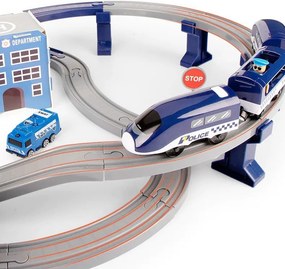 LEAN Toys Souprava městský policejní vlak modrý 203 km/h