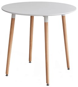 Jídelní stůl, bílá/buk, průměr 80 cm, Tempo Kondela ELCAN