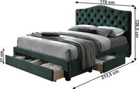 Postel, smaragdová Velvet látka, 160x200, KESADA Kondela 0000276356