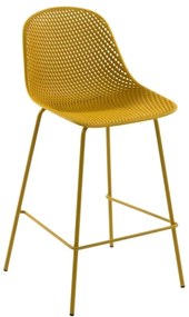 OnaDnes -20% Žlutá plastová barová židle Kave Home Quinby 75 cm