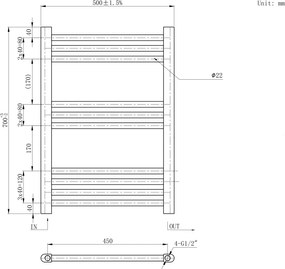 Gamma Erga Basic, topné těleso 700x500 mm, 273 W, bílá, ERG-LAV-BASIC-7050-WH