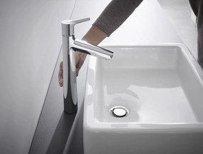 Hansgrohe Talis S, vysoká umyvadlová baterie 190 s táhlem a odtokovou soupravou, chromová, 72031000