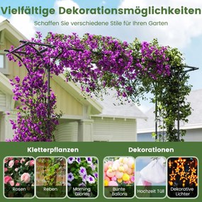Costway Kovový Rose Arch Garden Arch pro popínavé rostliny Trellis Garden