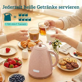 HOMCOM Sada rychlovarné konvice a topinkovače, rychlovarná konvice o objemu 1,7 litru a příkonu 2200 W s automatickým vypínáním a dvouplátkový topink…