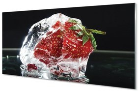 Obraz na skle Jahody v ledu kostka 140x70 cm
