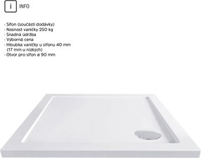 Mereo Mereo, Kora Lite sprchový set: sprchový kout 90x90x185 cm, chrom ALU, sklo čiré, 90 cm, vanička, sifon, CK34123ZN