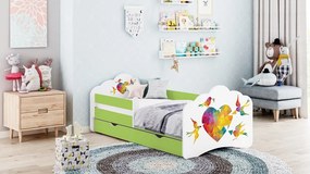 Dětská postel Tobík - srdce s ptáčky (Vybírat můžete z mnoha motivů a barev.)