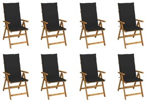 Skládací zahradní židle s poduškami 8 ks masivní akácie,  3075061