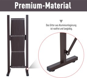 Outsunny nůžková mřížová brána, výsuvná 35-300 cm, ideální pro zahradu, hliník, hnědá, H103,5 cm| Aosom
