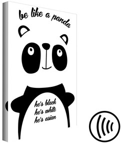 Obraz Moudrá panda (1-dílný) - Grafický motiv s nápisy v angličtině