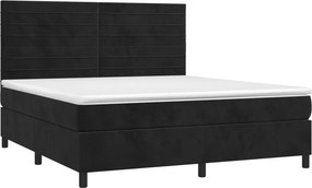 Box spring postel s matrací a LED černá 160x200 cm samet 3136193