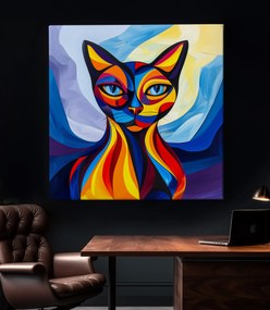 Obraz na plátně - Barevná kočka Absterix FeelHappy.cz Velikost obrazu: 80 x 80 cm