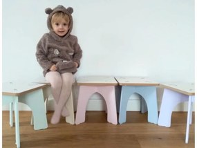 Myminihome Dětský stůl ve tvaru domku 2v1 + stolička bez opěrátka Zvolte barvu stran: Bílá, Zvolte barvu polic: Nelakovaná