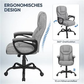 Kancelářská židle Yaheetech – šedá, 69 cm (šířka) × 71 cm (hloubka) × 110 cm – 119 cm (výška) (267499488554)