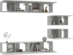 6dílný set TV skříněk betonově šedý kompozitní dřevo 3114601