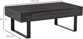 Konferenční stolek HOMCOM se zásuvkou a policemi, robustní ocelový rám, snadná montáž, moderní design do obývacího pokoje