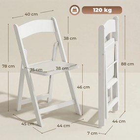 HOMCOM 4dílná sada skládacích židlí z plastové pryskyřice a PU, přenosné skládací židle pro vnitřní i venkovní použití, 45x44x78 cm, bílá