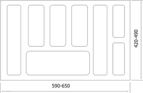 IN-DURO Příborník STRIPES 59 - 65 cm s hloubkou 42 - 49 cm, bílá