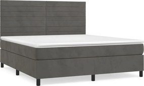 Box spring postel s matrací tmavě šedá 160x200 cm samet 3143092