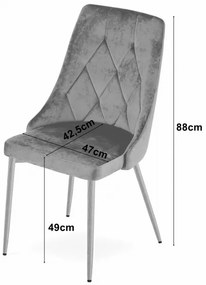 Set čtyř jídelních židlí IMOLA sametové růžové / dřevěné nohy (4 ks)