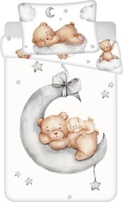 Bílé bavlněné dětské povlečení do postýlky 100x135 cm Teddy Bear "Ribbon" – Jerry Fabrics