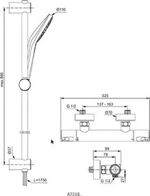 Ideal Standard CeraTherm T50 chrom / Sprchový set s termostatem / prům