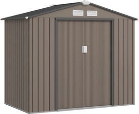 Outsunny kovový skladovací stánek 2,5 m² - Skladovací stánek s podložkou - Zámková vrata - Rozměry 213D x 130Š x 185V cm - Hnědý ocelový plech | Aosom