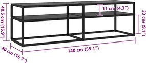 TV stolek černý 140 x 40 x 40,5 cm tvrzené sklo 331715