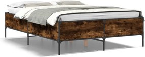 Rám postele kouřový dub 150 x 200 cm kompozitní dřevo a kov 3279794