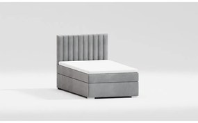 Světle šedá čalouněná jednolůžková postel s úložným prostorem s roštem 80x200 cm Bunny – Ropez
