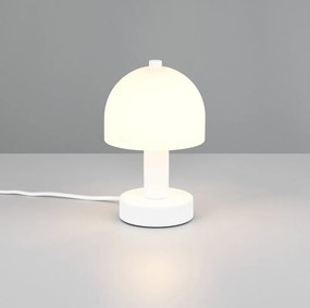 Bílá stolní lampa se skleněným stínidlem (výška 19 cm) Glenn – Reality