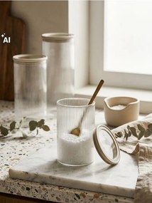 Sinsay - Rýhovaná sklenice na potraviny s víčkem - clear