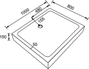BPS-koupelny Obdélníkový sprchový kout HYD-OK12B 100x80 černý/transparent + vanička HYD-OSV-SXL03C bílá