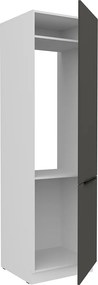 ARIA po | vysoká skříňka 60 LO-210 2F na vestavnou lednici | 60 cm | ANTI FINGERPRINT povrch | bílá/šedá grafit