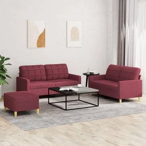 3dílná sedací souprava s poduškami vínová textil 3201288