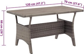 Zahradní stůl šedý 120 x 70 x 66 cm polyratan 316584