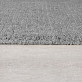Flair Rugs, Kusový ručně tkaný koberec Tuscany Textured Wool Border Grey Marl, 120x170, šedá, ložnice